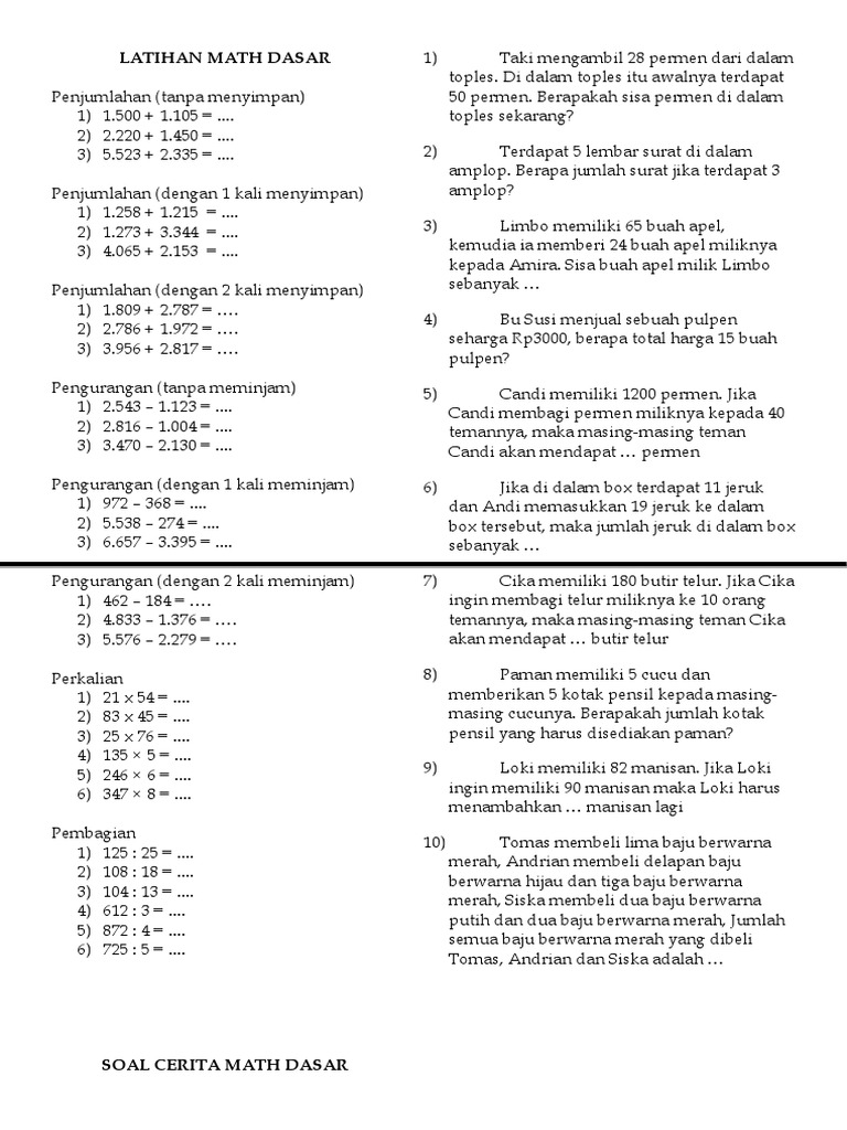 Latihan Math Dasar | PDF
