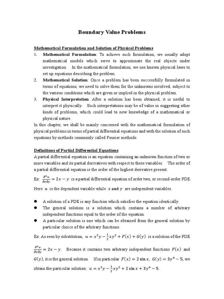 Introduction To Boundary Value Problems E-Note | PDF | Partial ...