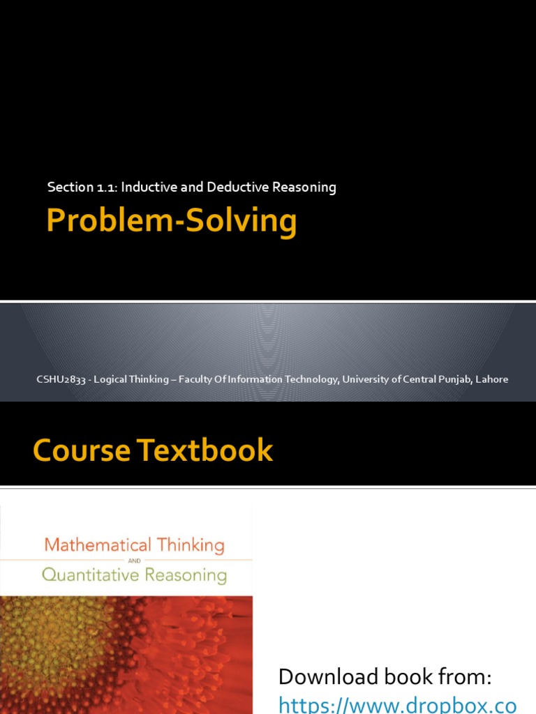 Problem-Solving: Section 1.1: Inductive and Deductive Reasoning | PDF | Inductive Reasoning | Reason