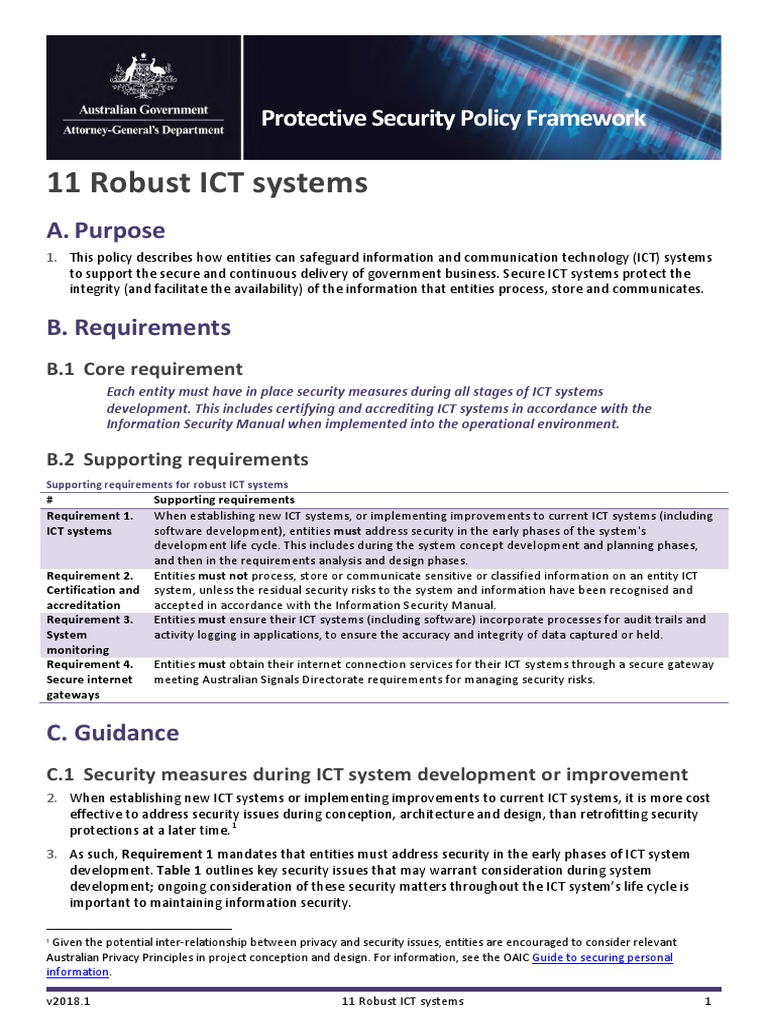 PSPF Infosec 11 Robust Ict Systems | PDF | Information Security ...