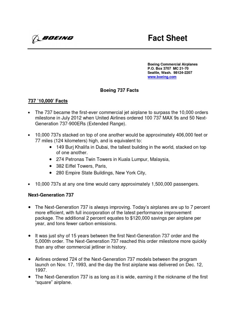 Boeing 737 Family Overview and Milestones | PDF