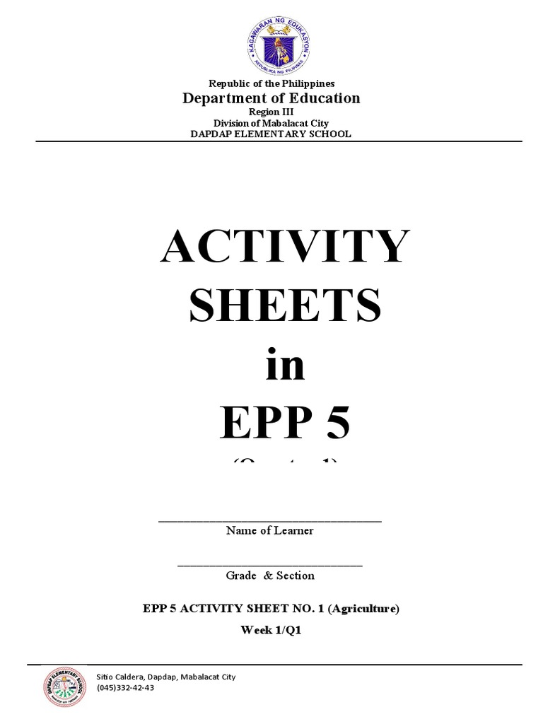 EPP 5 - 1st Quarter Activity Sheets | PDF