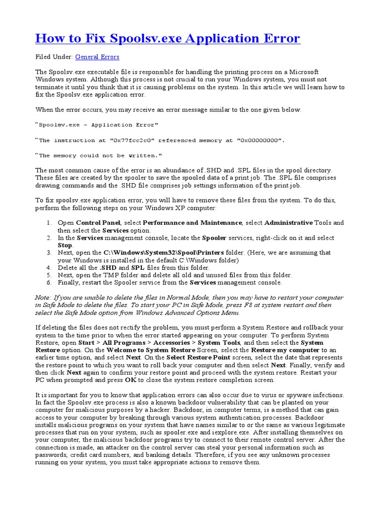 How To Fix Spoolsv | PDF | Malware | Computer File