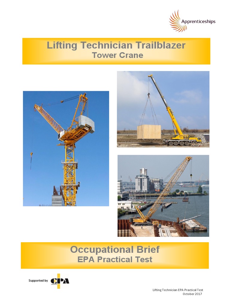 Lifting Technician EPA Practical Test Tower Crane October 2017 | PDF ...