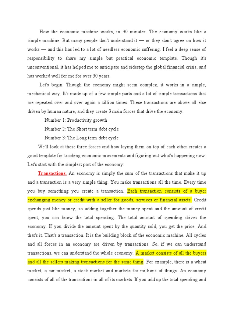 How The Economic Machine Works | PDF | Deleveraging | Debt