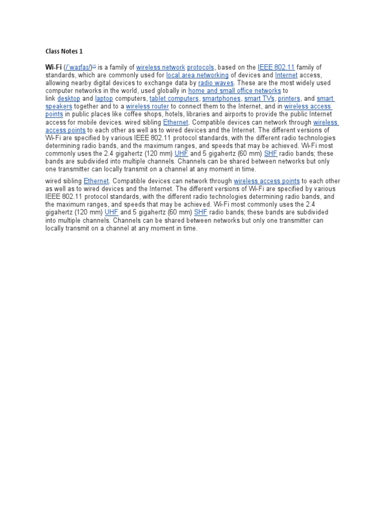 Class Notes 1: Wi-Fi ( | PDF