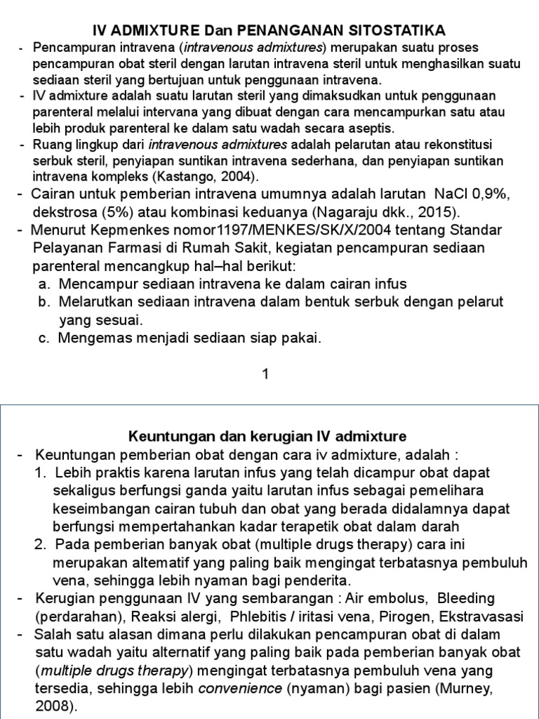 IV Admixture Dan Sitostatika | PDF | Pengembangan Diri | Kesehatan Holistik