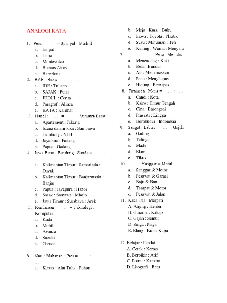 Analogi Kata | PDF