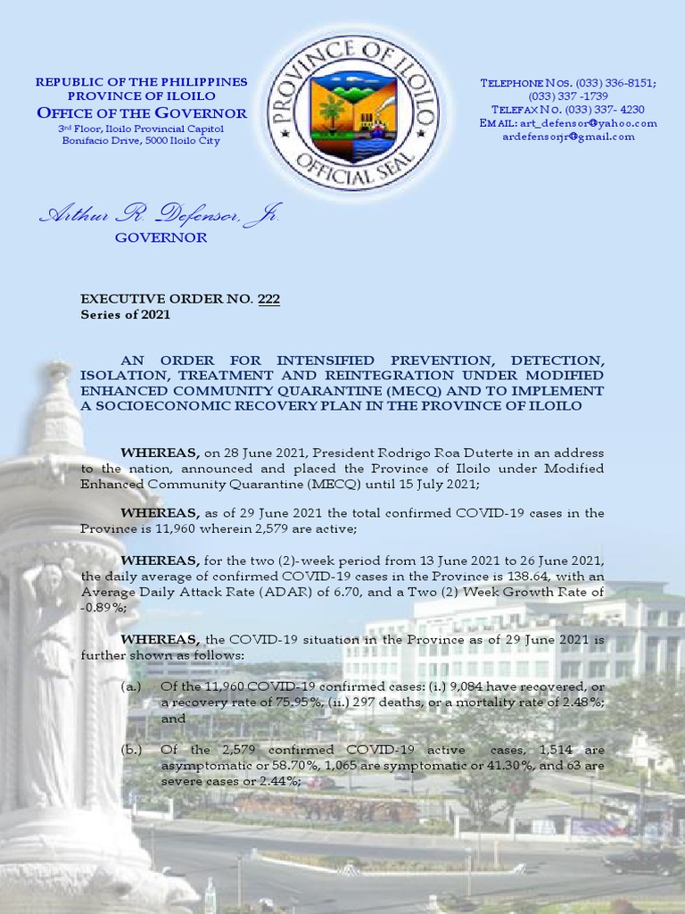 Arthur R. Defensor, JR.: Governor | PDF | Quarantine | Airlines