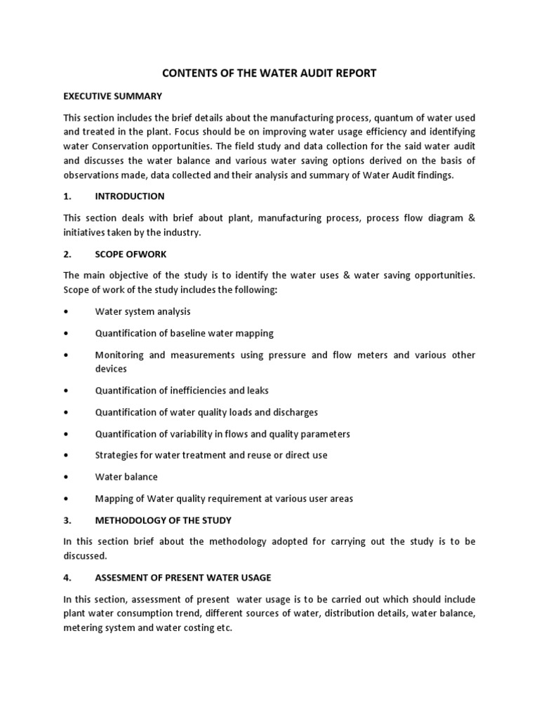 Contents Water Audit Report 2-12-2020 | PDF | Water And Politics | Water