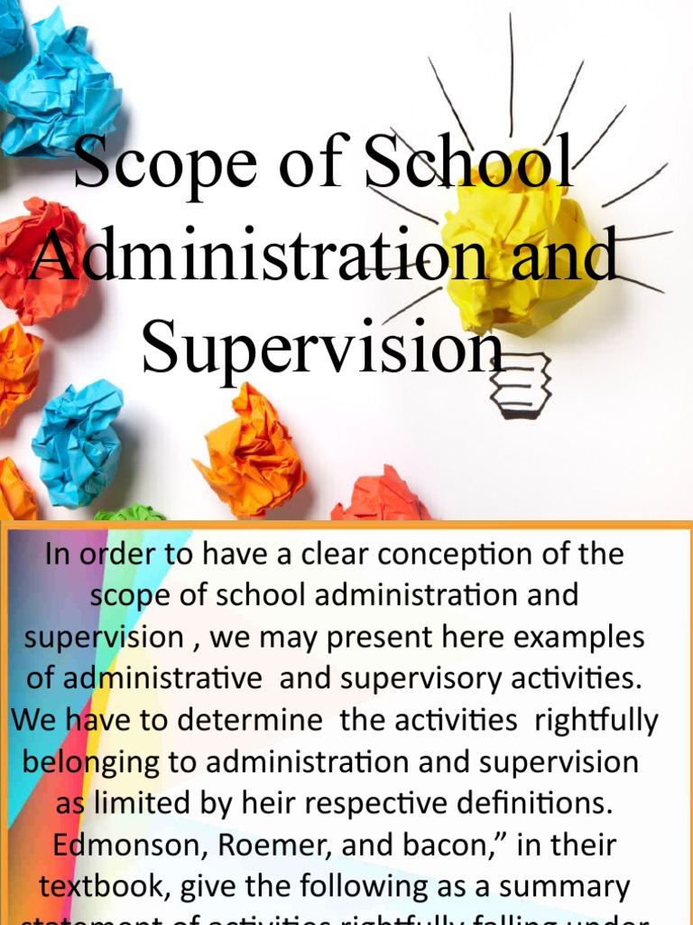 Scope of School Administration and Supervision | PDF | Teachers ...