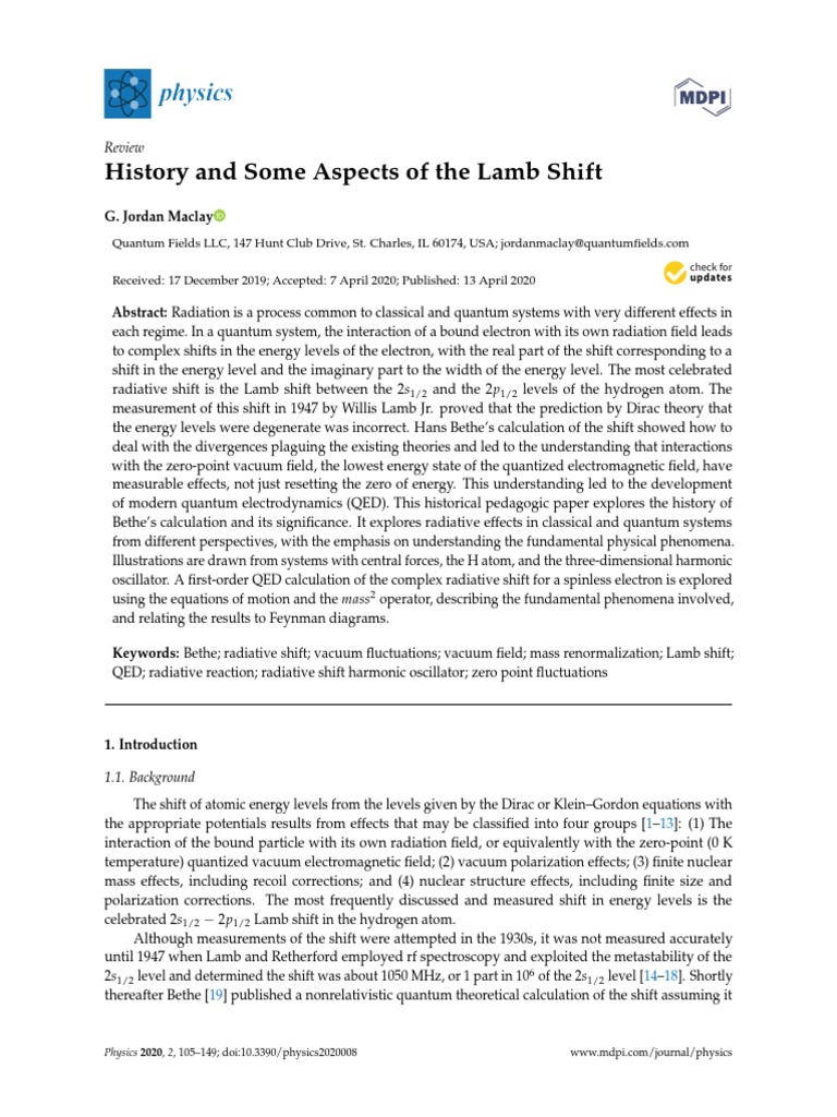 History And Some Aspects Of The Lamb Shift G Jordan Maclay Pdf