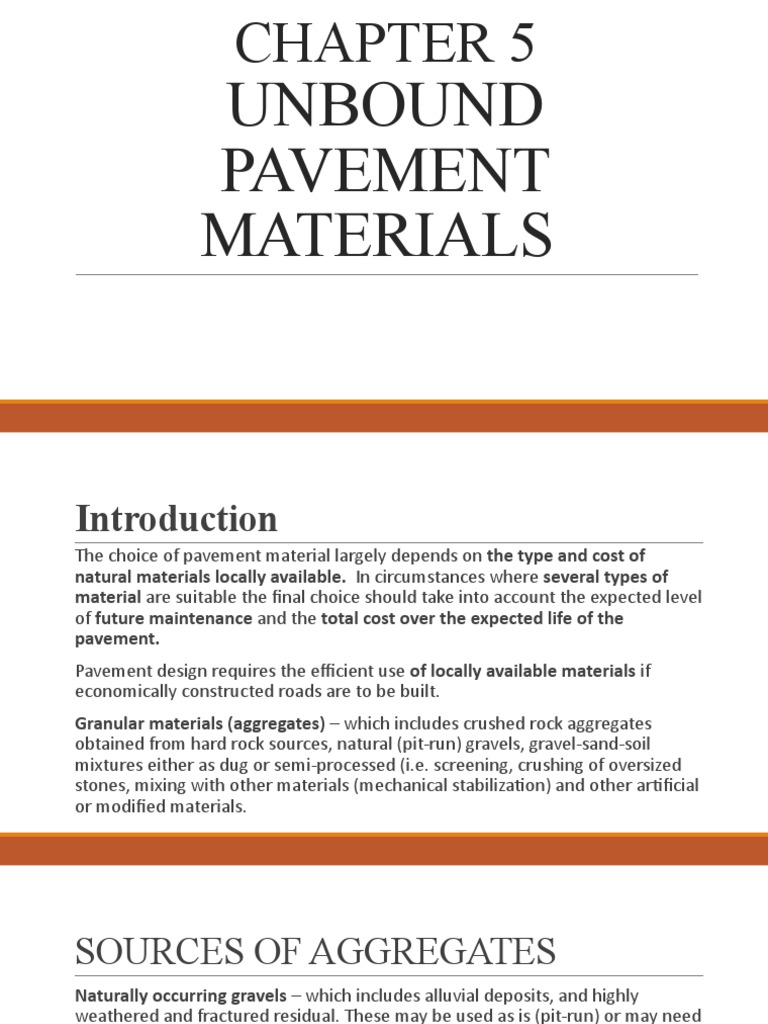 CHAPTER 5 Unbound Pavement Materials | PDF | Construction Aggregate ...