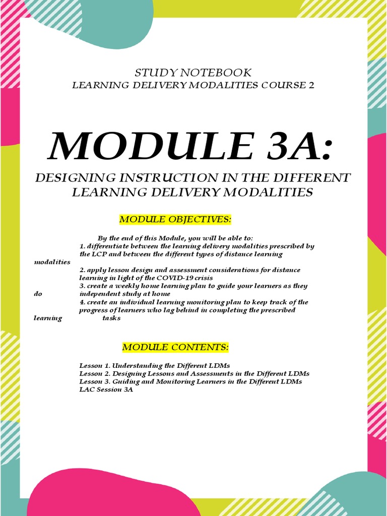 Module 3A:: Designing Instruction in The Different Learning Delivery ...