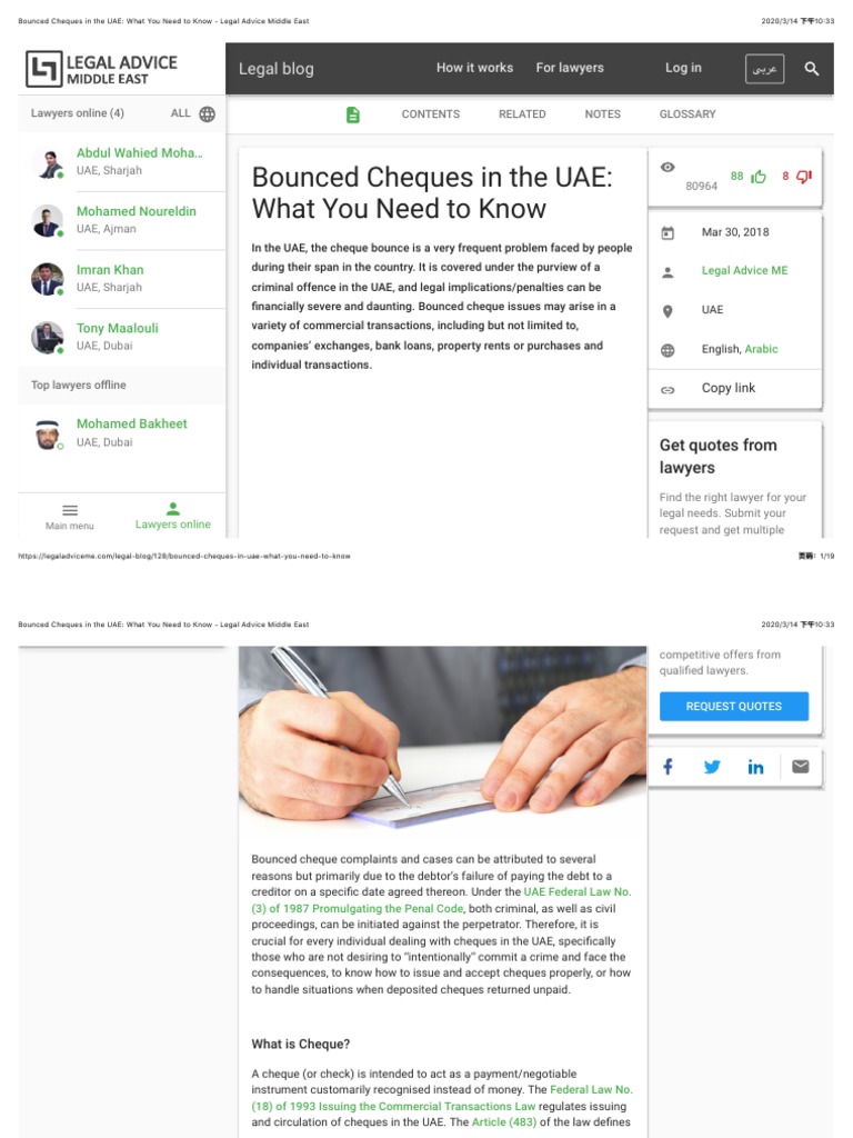 Bounced Cheques in The UAE | PDF | Cheque | Payments