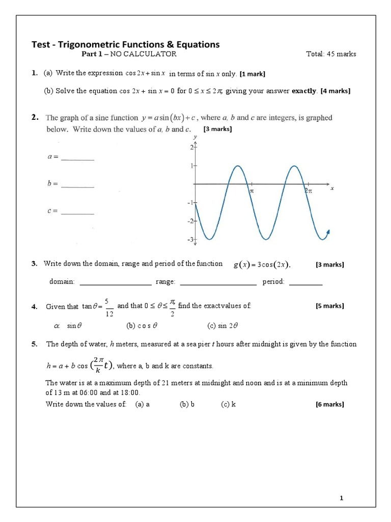 Test On Trig Functions | PDF