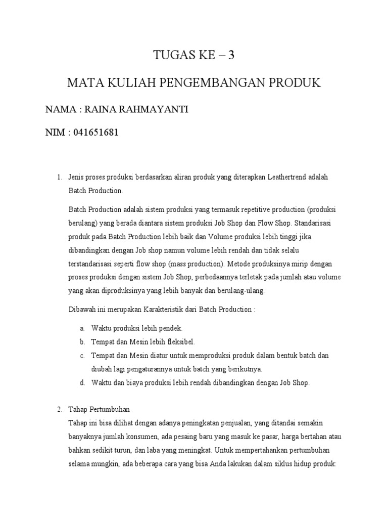 Tugas Ke 3 Pengembangan Produk | PDF