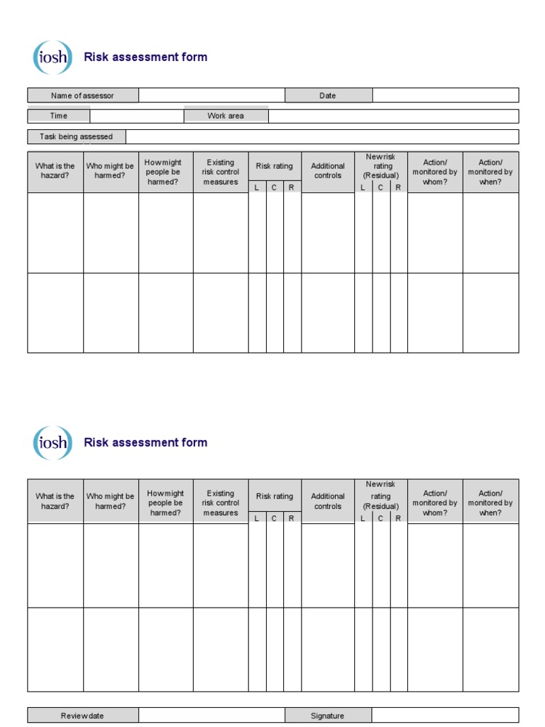NEW WORD FORMAT IOSH Risk Assessment Project | PDF
