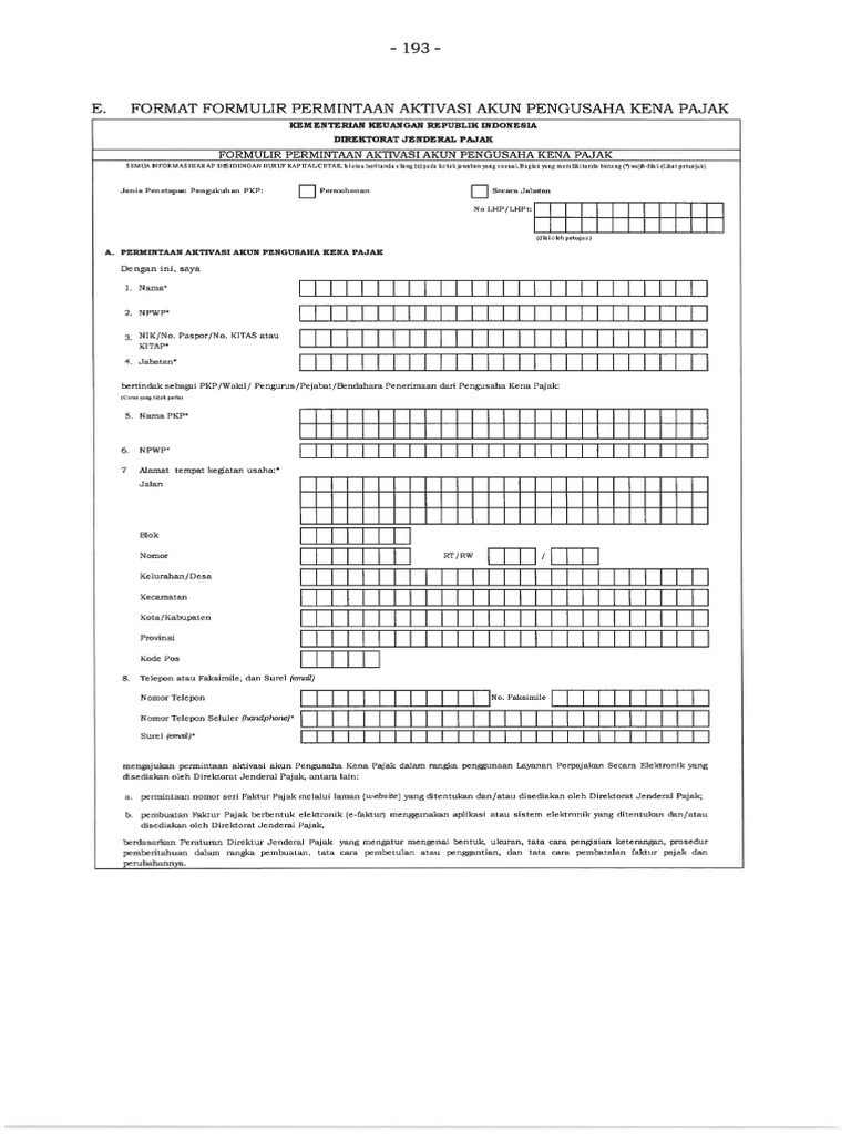 Form Permintaan Aktivasi Akun PKP | PDF