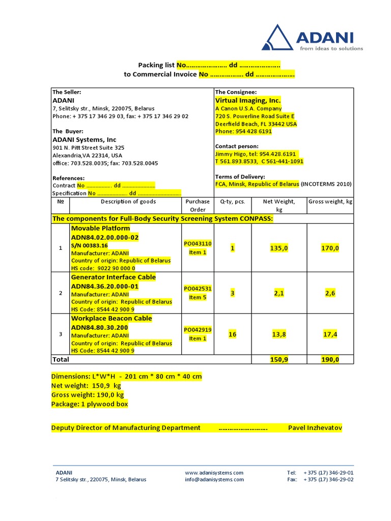 PACKING LIST - Engl - Template | PDF | Computing | Computing And ...