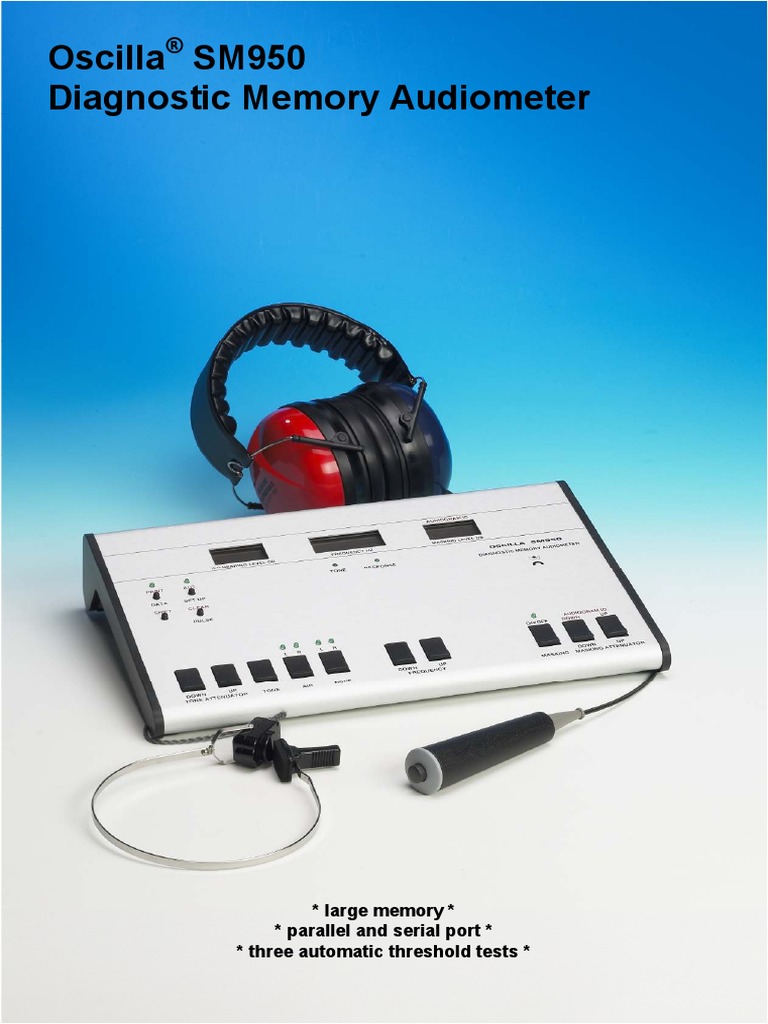 Oscilla SM950 Diagnostic Memory Audiometer | PDF | Computing | Computer Engineering