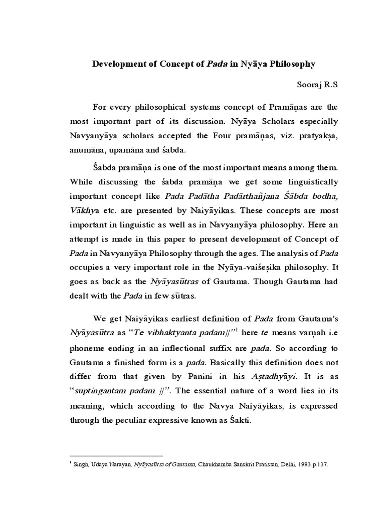Concept of Pada in Nyaya Philosophy | PDF | Indian Philosophy | Linguistics