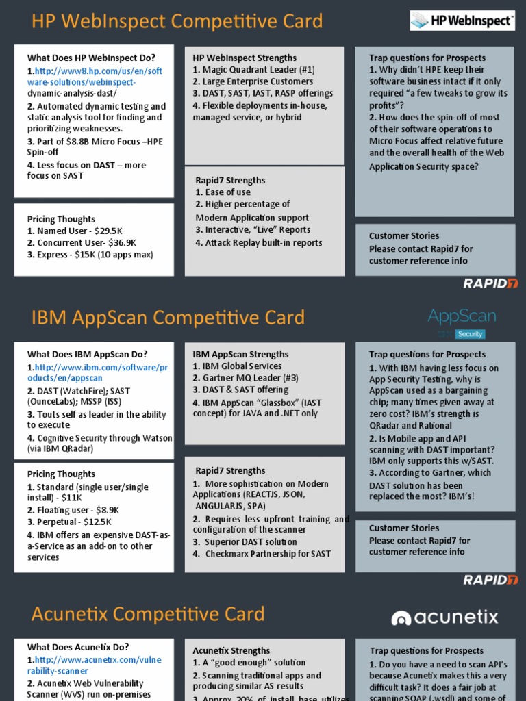 HP Webinspect Competitive Card | PDF | Image Scanner | Mobile App