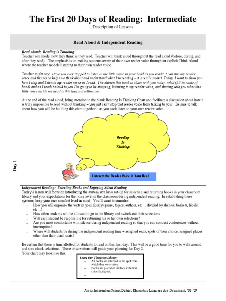 The First 20 Days of Reading: Intermediate: Read Aloud & Independent ...