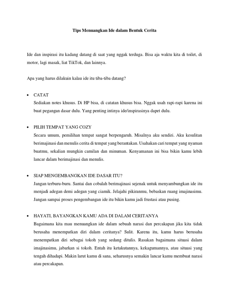 Cara Menuangkan Ide dalam Cerita Pendek | PDF | Pengembangan Diri