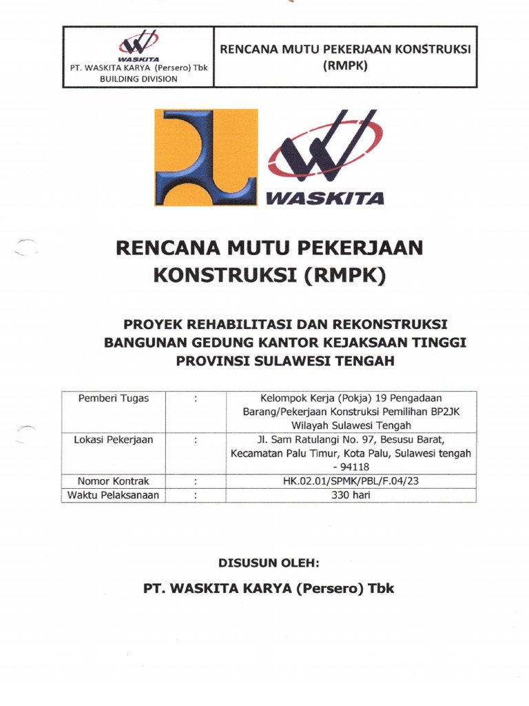 Rencana Mutu Pekerjaan Konstruksi RMPK | PDF | Teknologi & Rekayasa