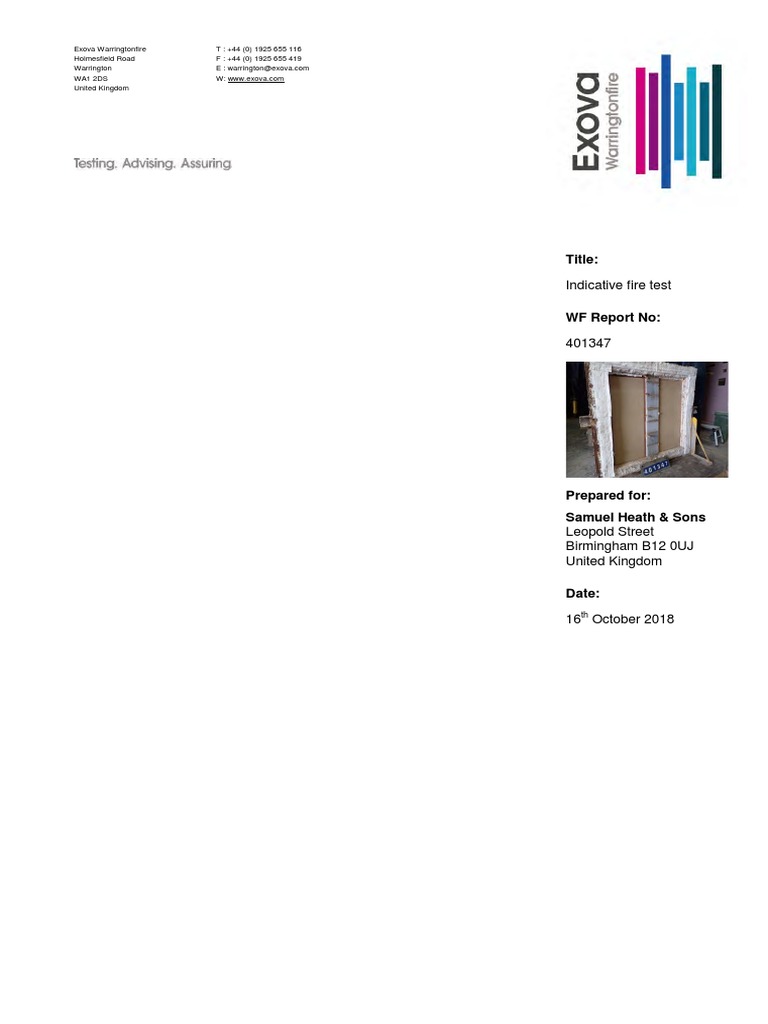 Powermatic Axis BS en 1634 1 Fire Test Certificate | PDF | Door | Lumber