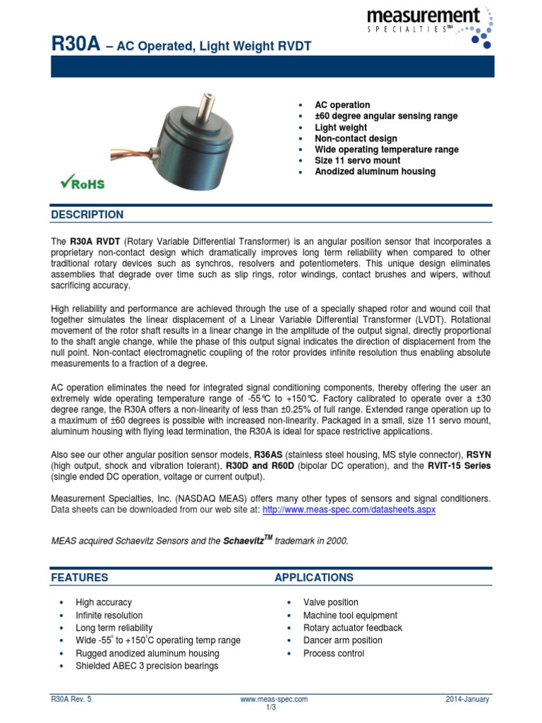 Schaevitz Sensors 02560231 000 Datasheet | PDF | Electronics ...