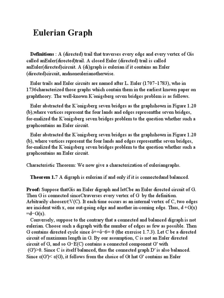 Eulerian Graph and Digraph | PDF | Graph Theory | Mathematical Relations
