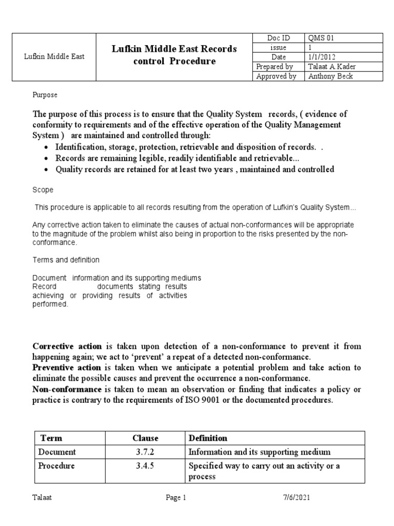 Lufkin Record Control | PDF | Business | Computing And Information ...