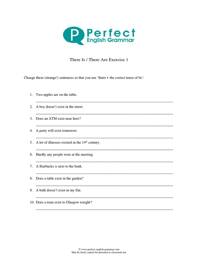 There Is There Are Exercise 1 | PDF | Food And Drink