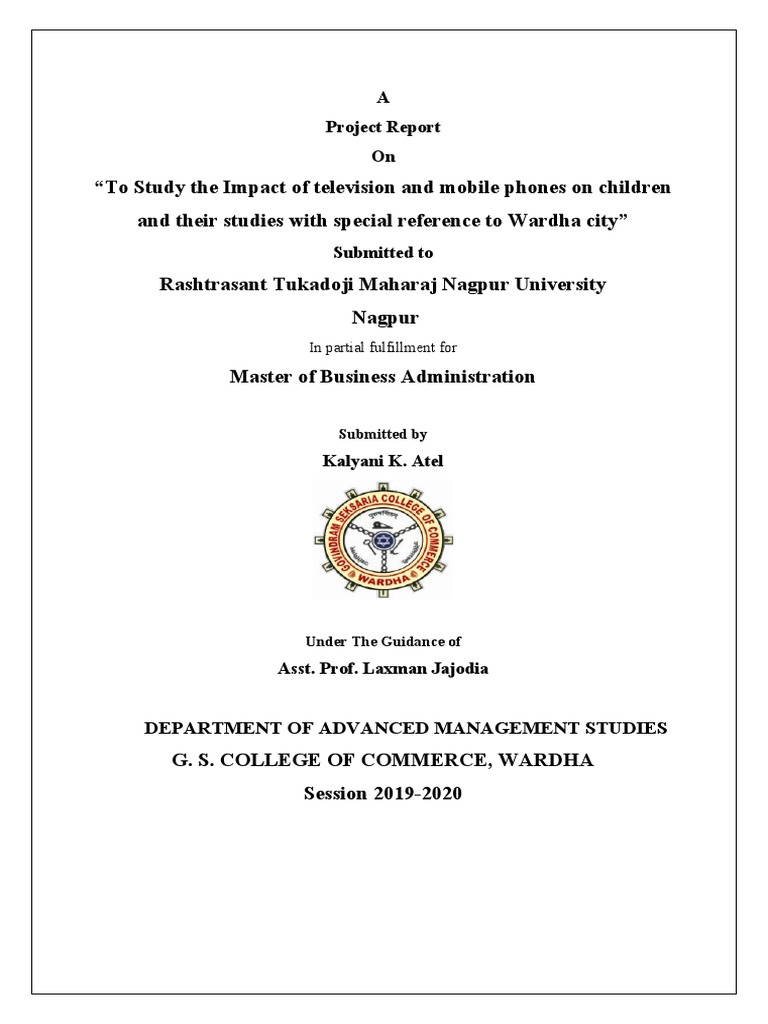 1) Sample - Front Pages of Final Project | PDF | Human Nature ...