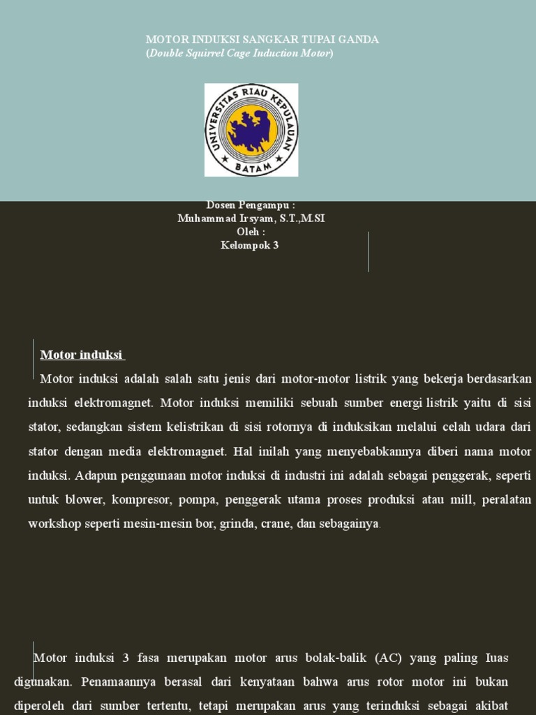 Motor Induksi Sangkar Tupai Ganda - Kelompok 3 | PDF