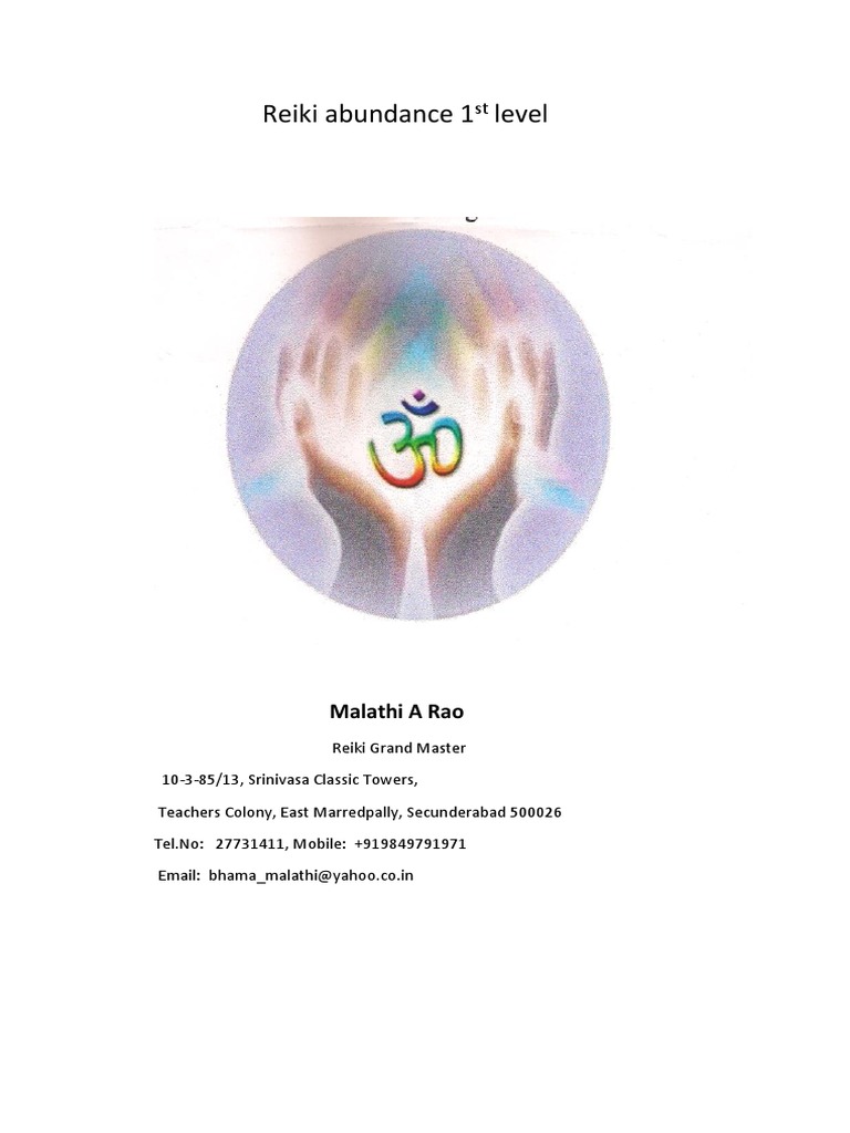 Reiki Abundance 1 Level: Malathi A Rao | PDF | Chakra | Reiki
