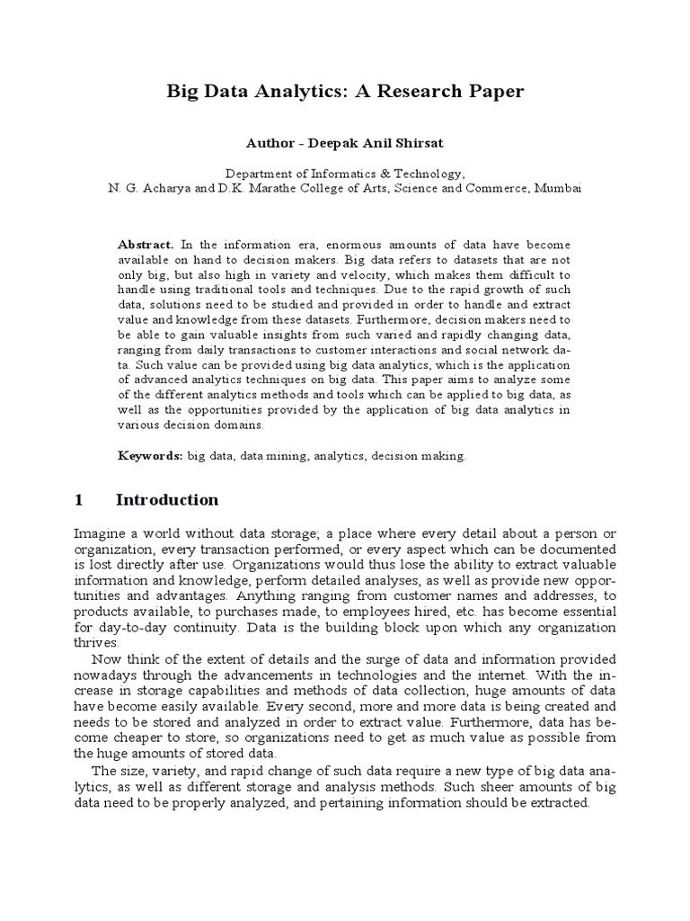 Big Data Research Paper | PDF | Apache Hadoop | Big Data