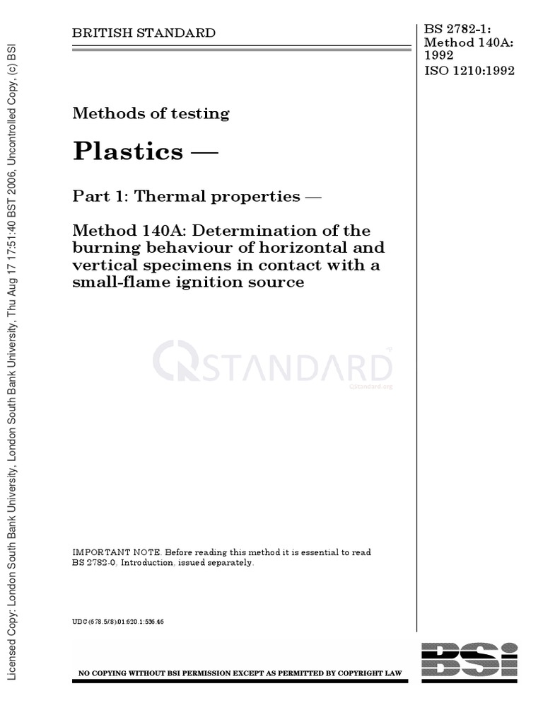 Plastics - : Methods of Testing | PDF | Plastic | International ...