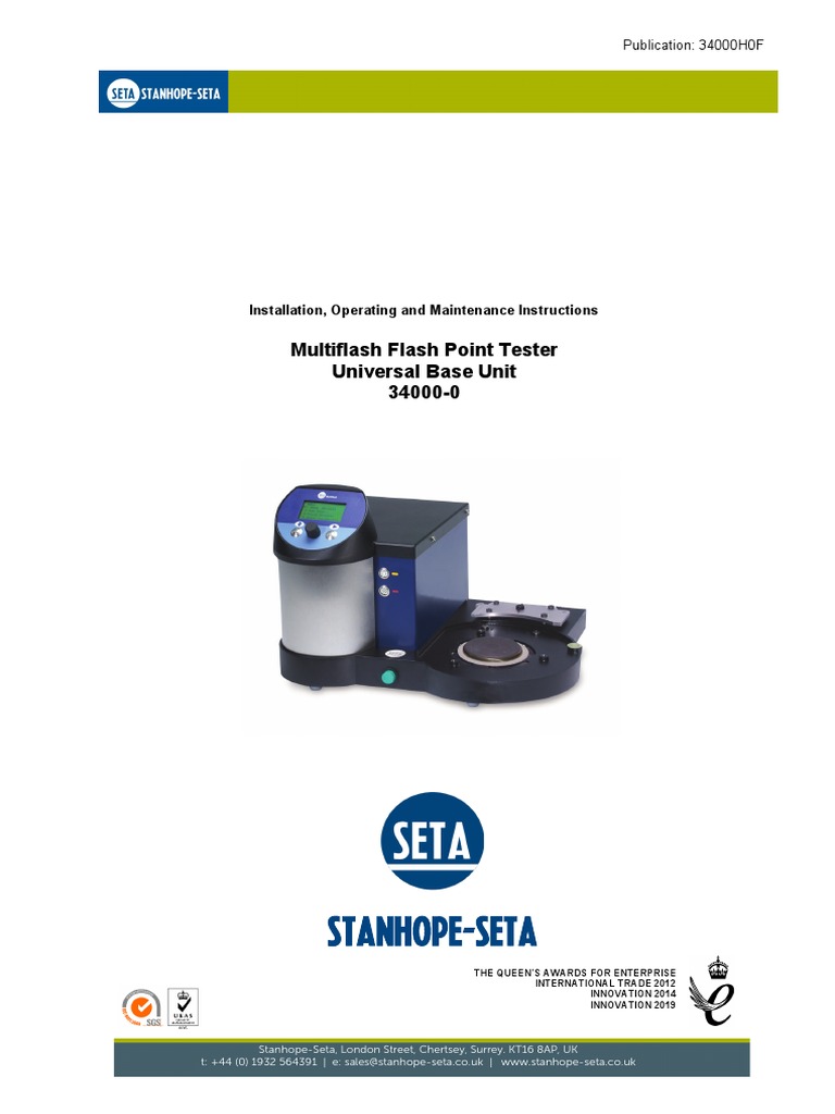 Stanhope-Seta: Multiflash Flash Point Tester Universal Base Unit 34000 ...