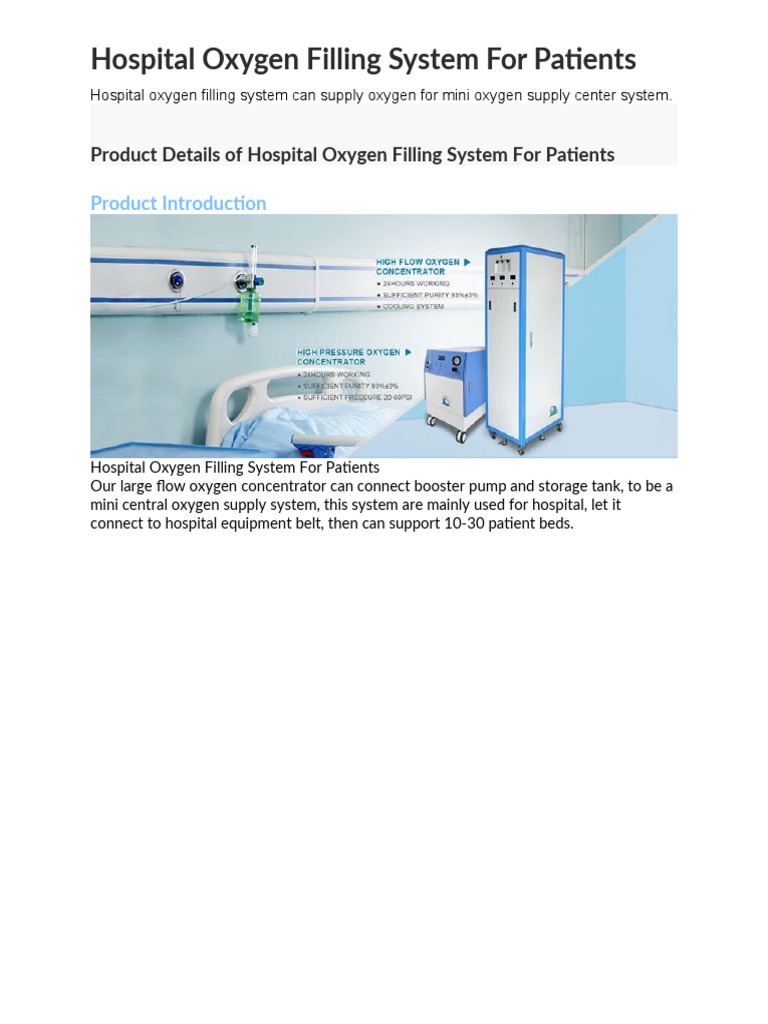 Hospital Oxygen Filling System For Patients | PDF | Oxygen | Flow ...