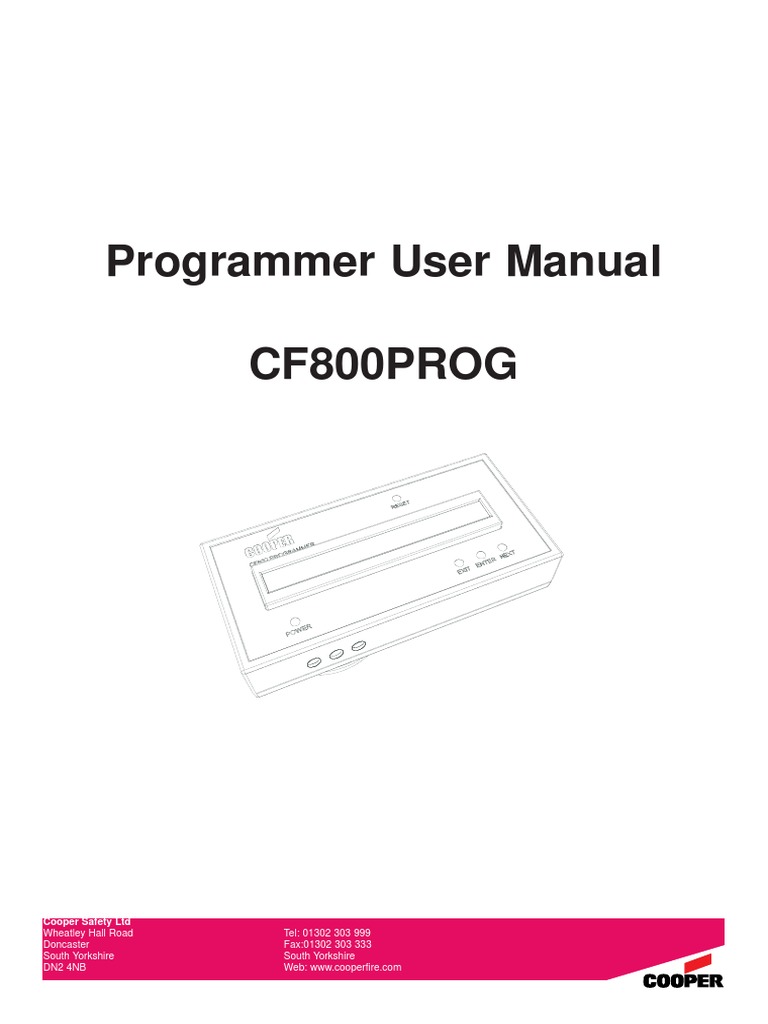 Programmer User Manual CF800PROG: Cooper Safety LTD | PDF | Menu ...