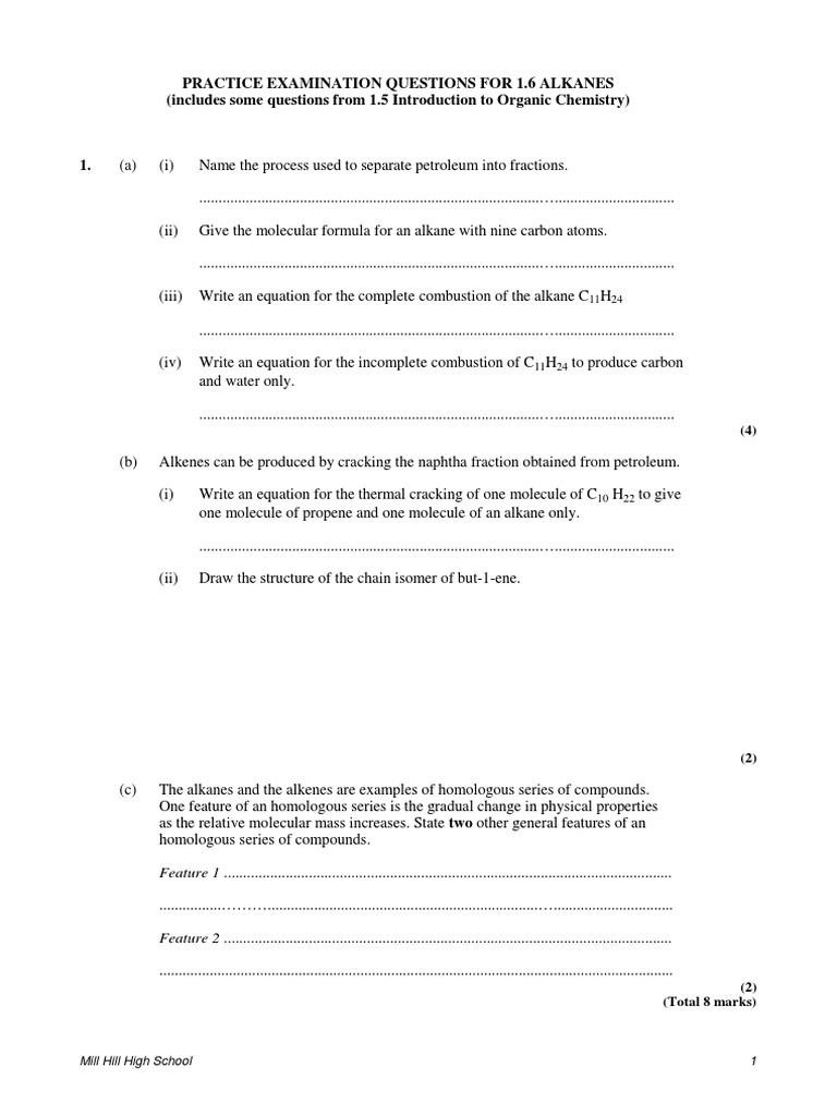 Alkanes 2 | PDF | Alkane | Cracking (Chemistry)