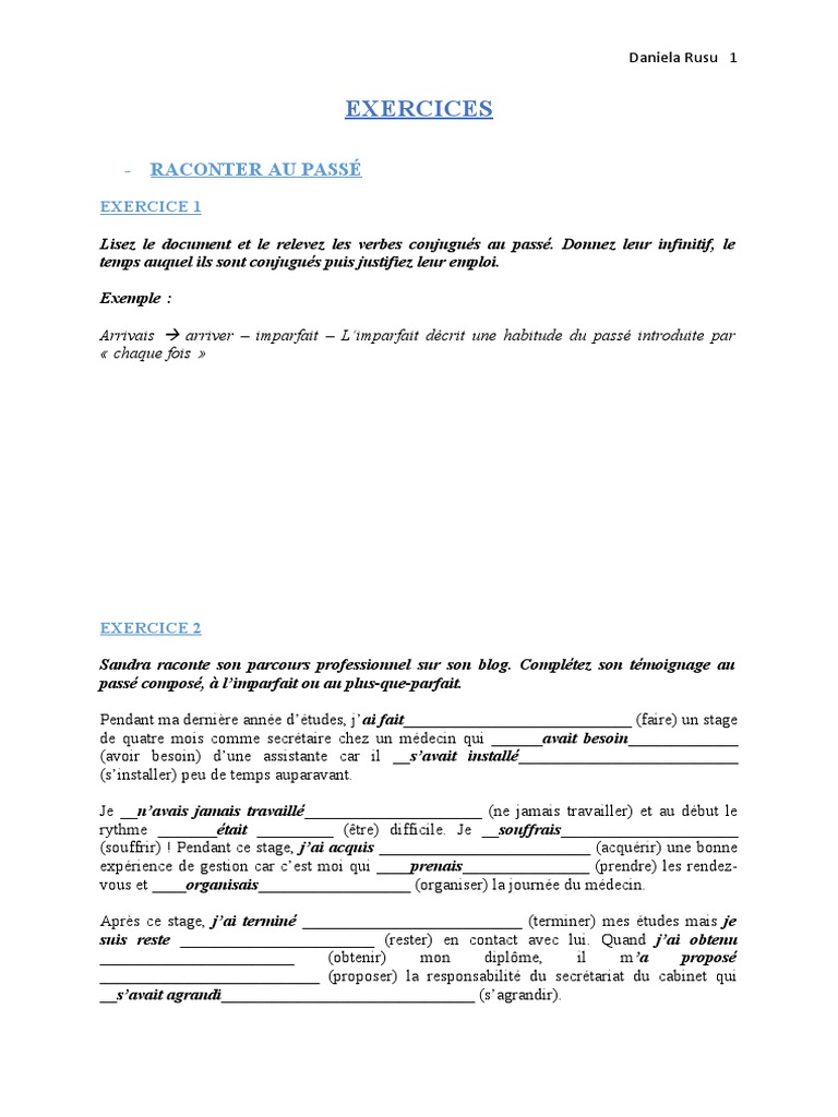 Exercices de Conjugaison et Temps Verbaux | PDF | Effet indésirable ...