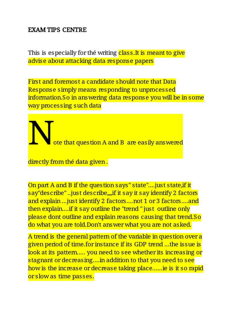 Essential Exam Tips for Data Response | PDF