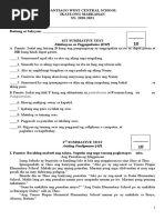 1st Periodical Tests With TOS Grade 1 | PDF