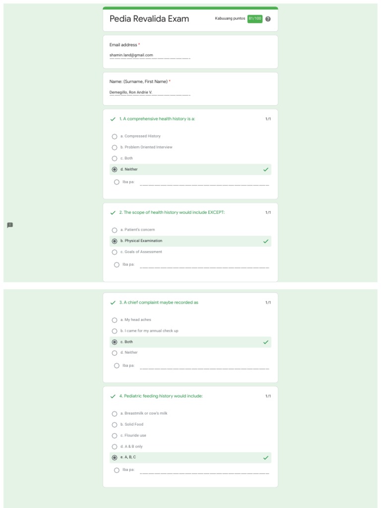 Pedia Revalida Exam: Email Address | PDF | Pneumonia | Vitamin B12