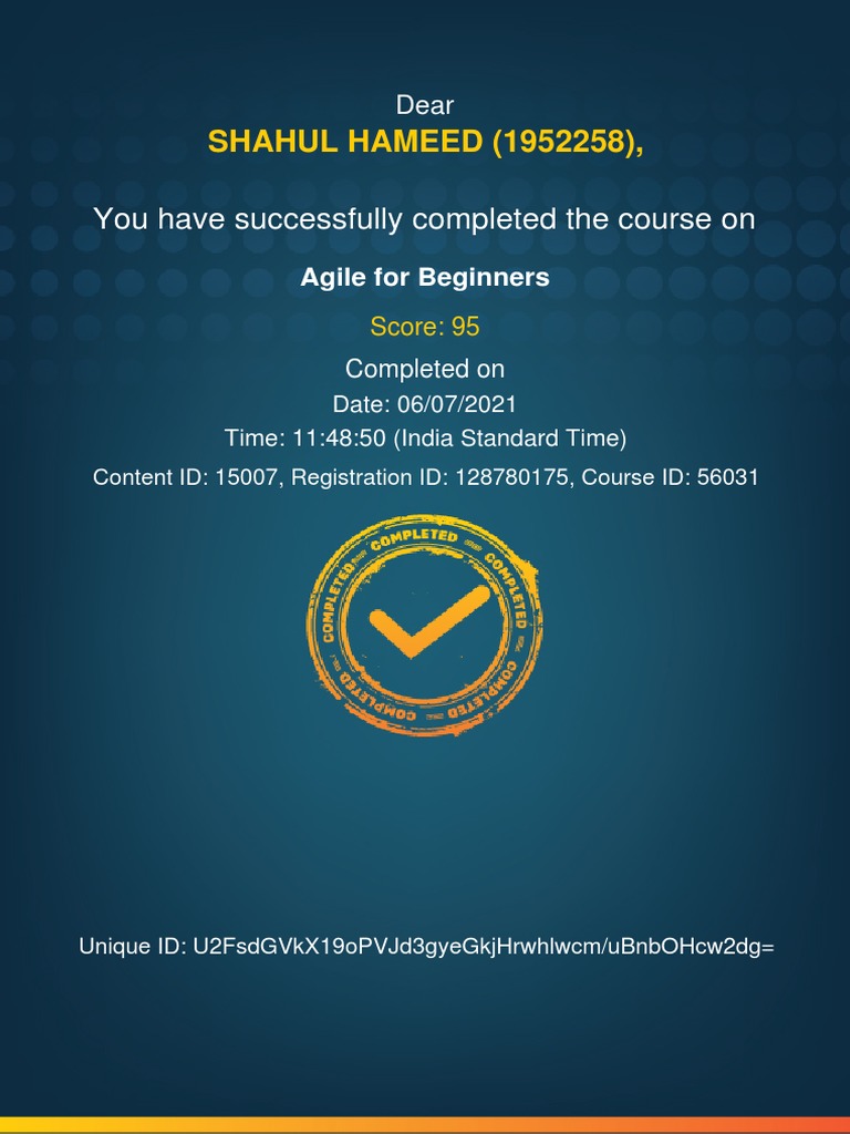 Agile For Beginners - Completion - Certificate | PDF
