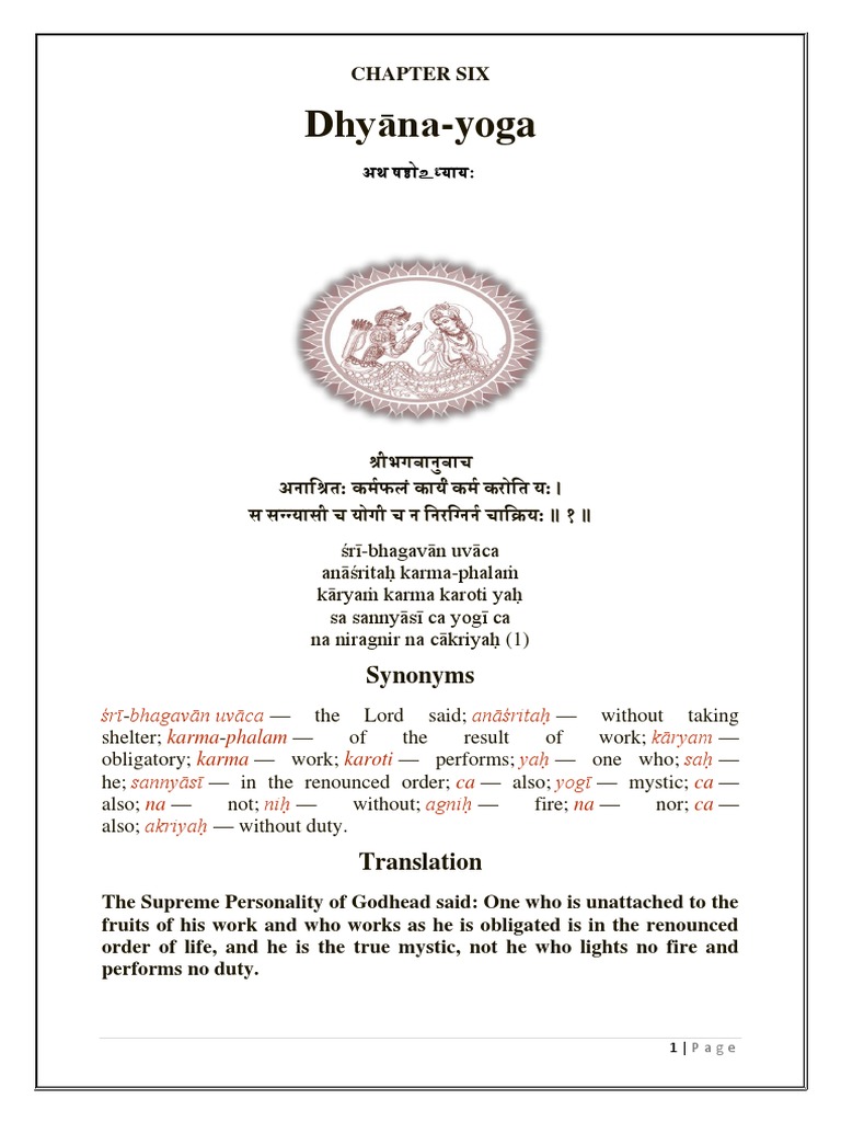 BG Ch-6 Sloka & Translation | PDF | Yoga | Bhagavad Gita